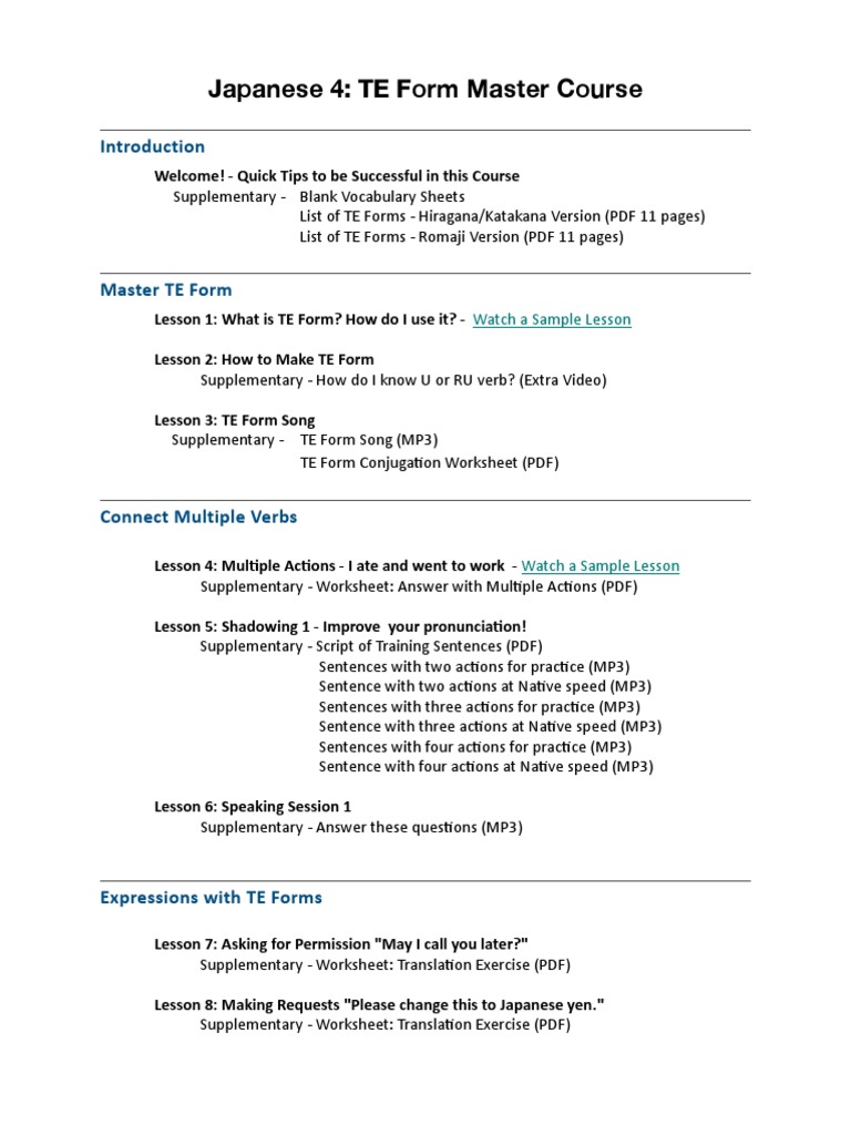 Japanese 4 Lesson List PDF | PDF | Japanese Language | Human Communication