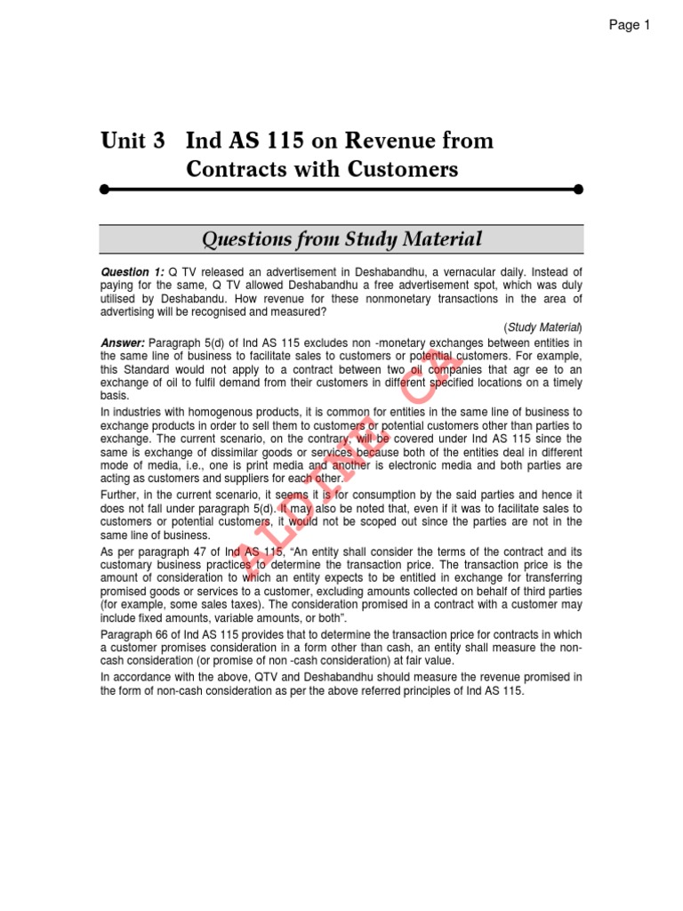 Ind AS 115 | PDF | Cost | Prices