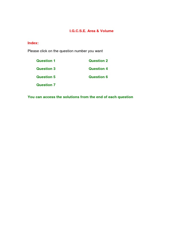 IGCSE Area & Volume PDF | PDF | Euclidean Geometry | Elementary Geometry