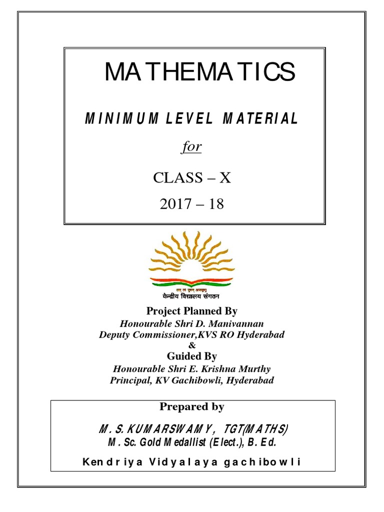 MLL Study Materials Maths Class X 2017 18 Final | PDF | Circle | Quadratic Equation