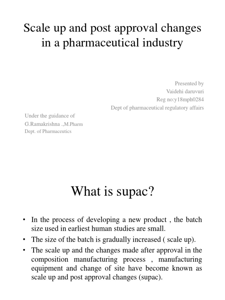 Scale Up and Post Approval Changes in A | PDF | Food And Drug ...
