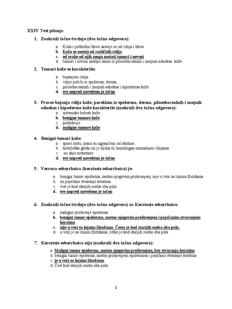 Test Pitanja Dermatovenerologija | PDF
