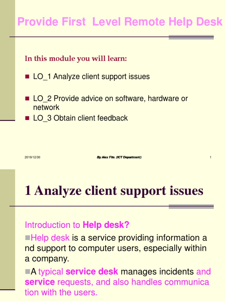 Help Desk Presentation | PDF | It Service Management | Educational ...