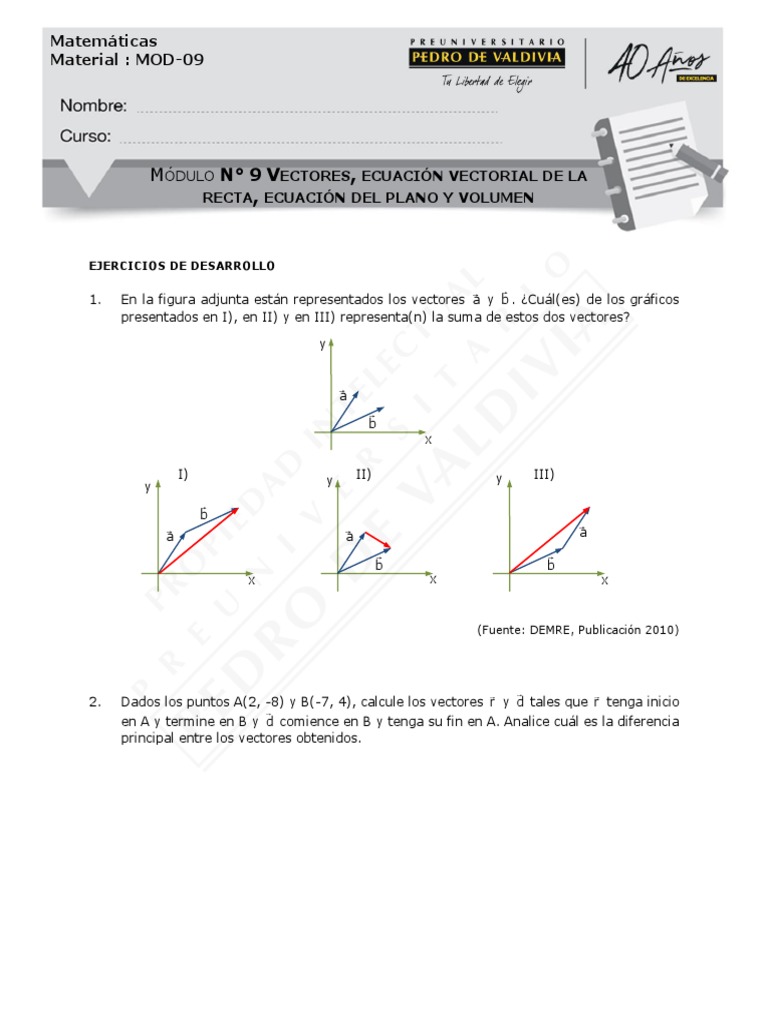2973-Módulo #9, Vectores, Ecuación Vectorial de La Recta, Ecuación Del ...