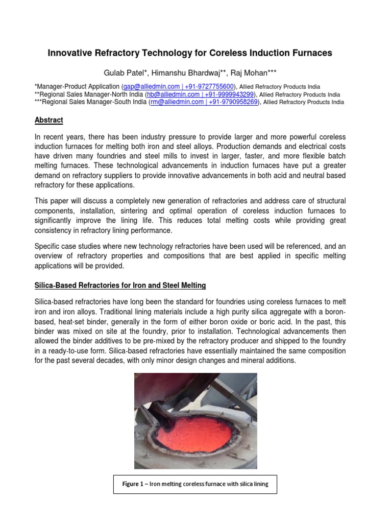 Innovative Refractory Technology For Coreless Induction Furnaces 1 ...