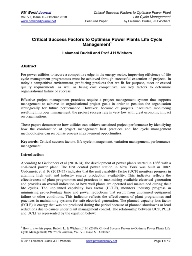 Critical Success Factors | PDF | Project Management | Life Cycle Assessment