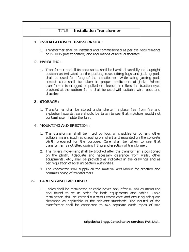14 Installation of Transformer | PDF | Transformer | Electric Power