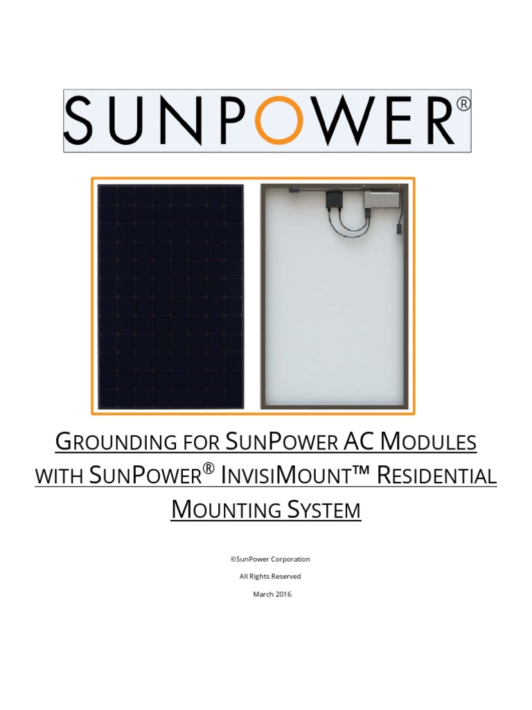 Grounding For SunPower AC Modules With SunPower InvisiMount Residential ...