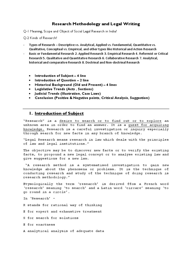 Legal Research Methodology Overview | PDF | Scientific Method ...