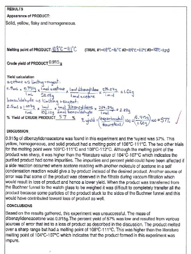 Chem 353 Aldol Condensation Lab Page 2 | PDF