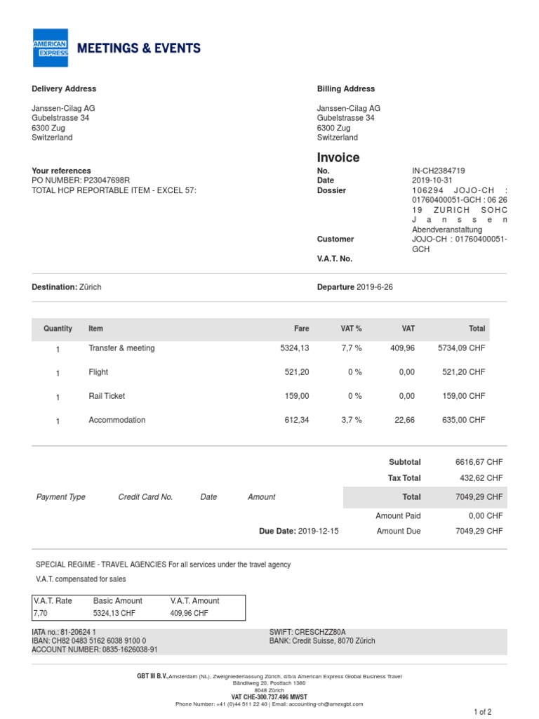 Final Invoice - IN-CH2384719 - 7049.29 PDF | PDF | American Express ...