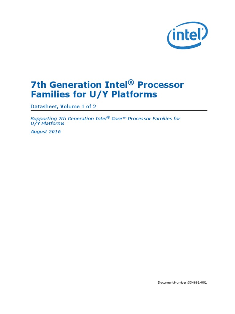 Datasheet, Vol. 1 - 7th Gen Intel® Core™ Processor U - Y-Platforms PDF ...