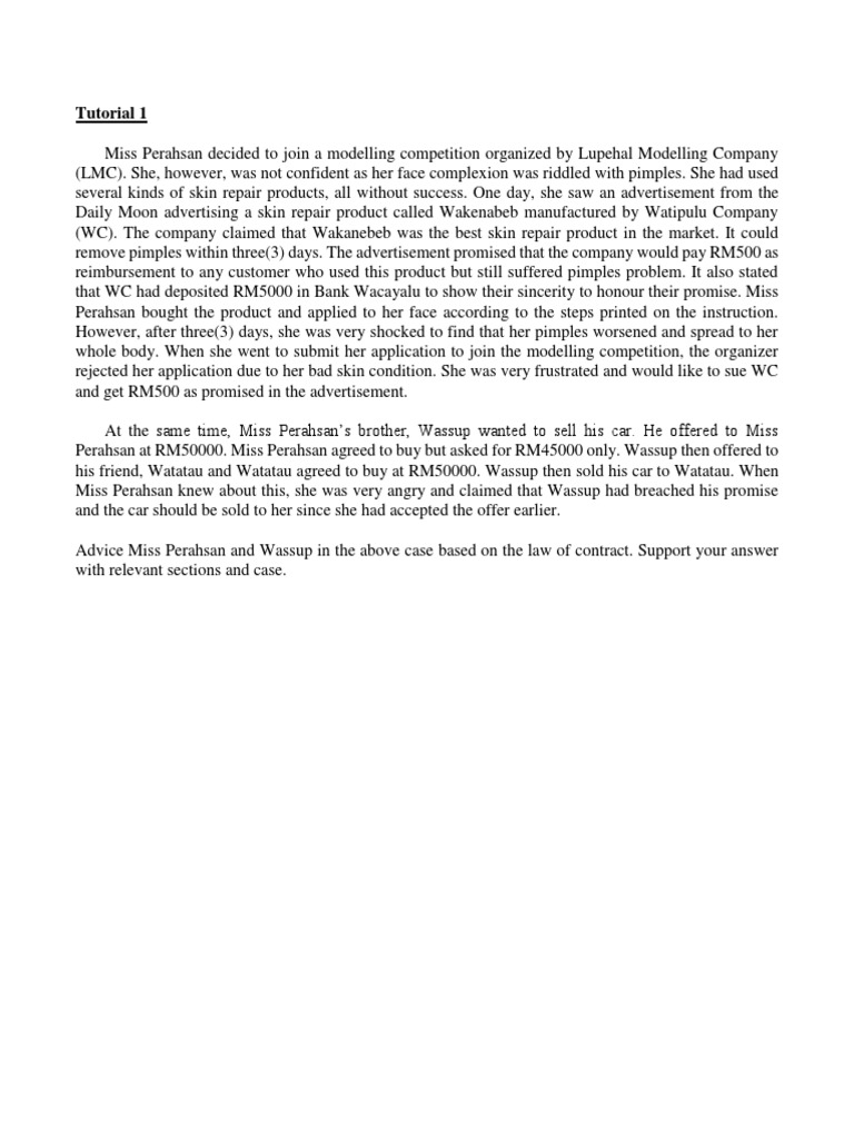 Business Law Sample Case Questions | PDF | Offer And Acceptance | Damages