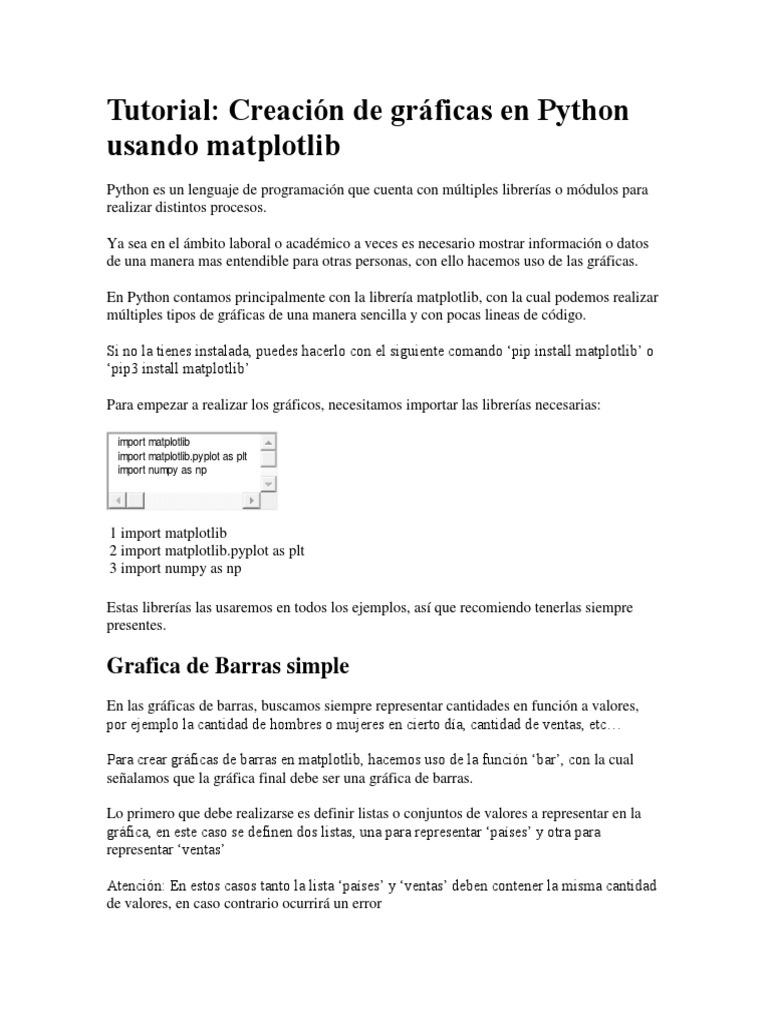 Creación de gráficas en Python usando matplotlib | PDF | Python ... Creación de gráficas en Python usando matplotlib | PDF | Python ...