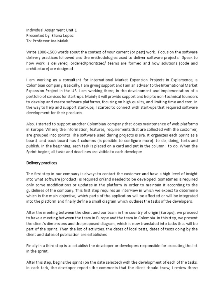 Assignment Unit 1 - Overview of Lean Eliana Lopez | PDF | Databases | Application Software