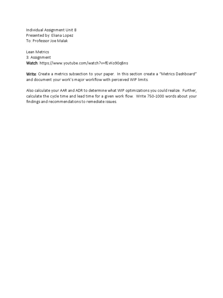 Individual Assignment Unit 8 | PDF