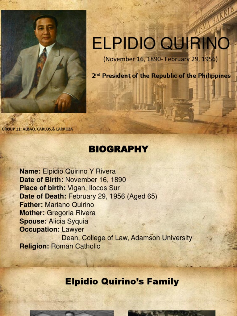 Elpidio Quirino Talambuhay Tagalog Elpidio Quirino, President Of The