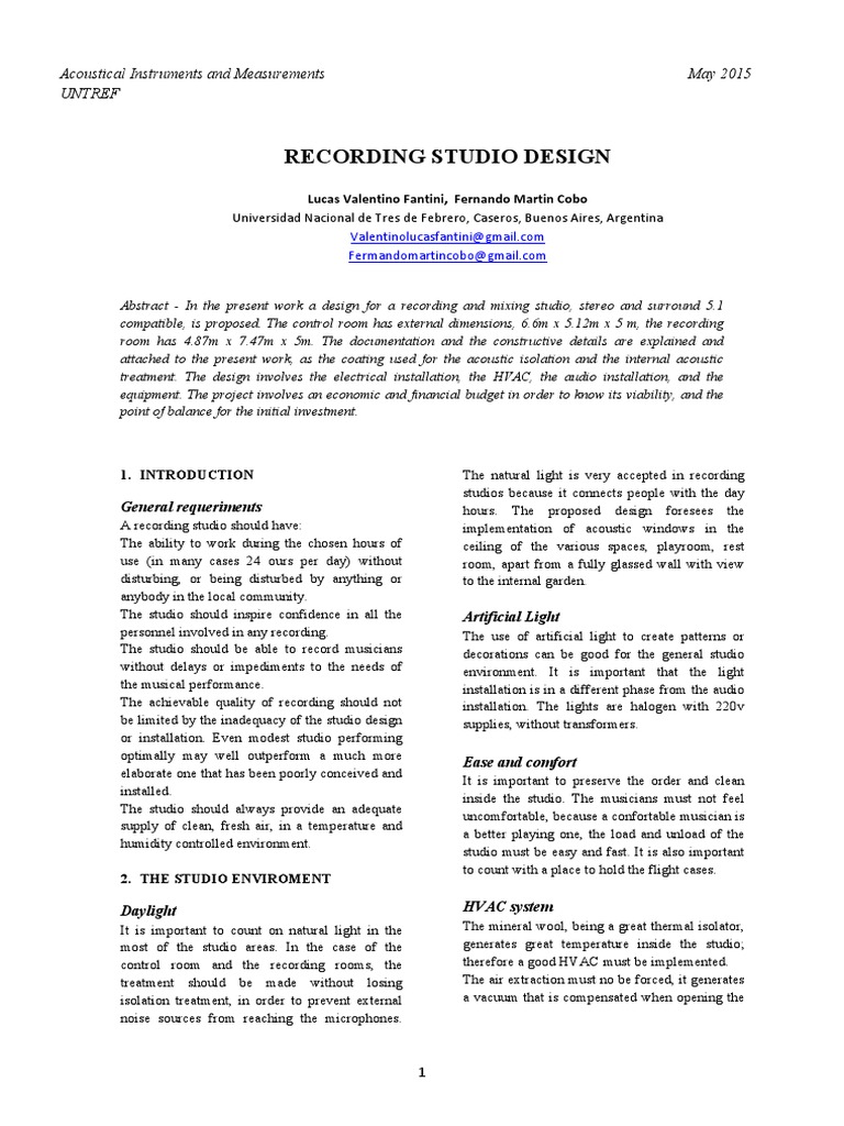 Recording Studio Design | PDF | Loudspeaker | Waves