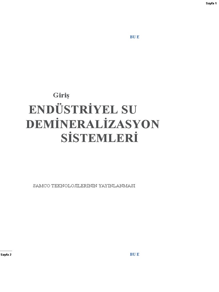 Endüstri̇yel Su Demi̇nerali̇zasyon Si̇stemleri̇ PDF | PDF