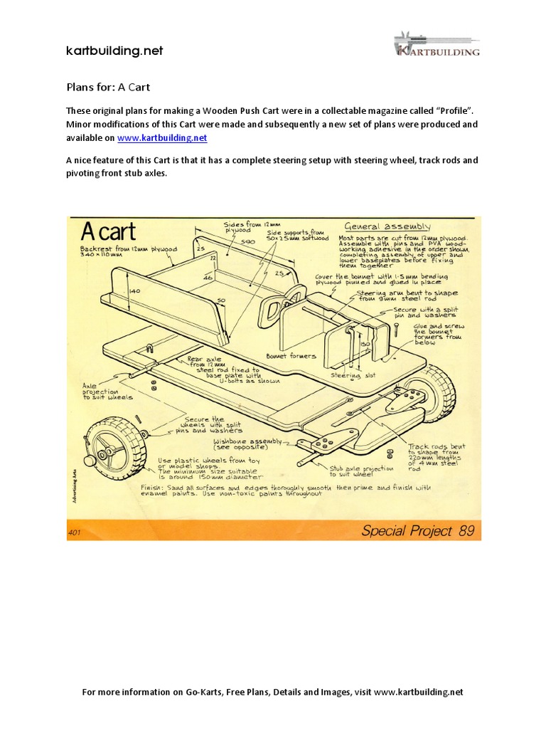 Wooden Push Cart Original Plans | PDF