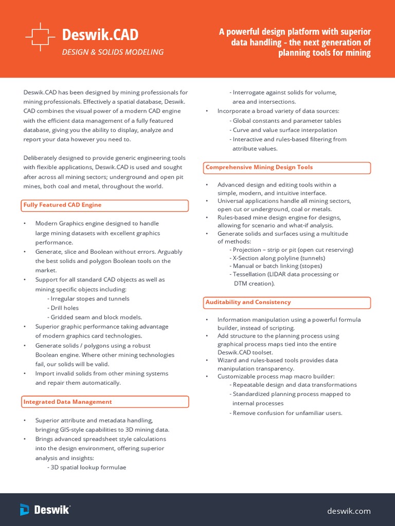 Deswik - CAD Module Summary | PDF | Computer Aided Design | Databases