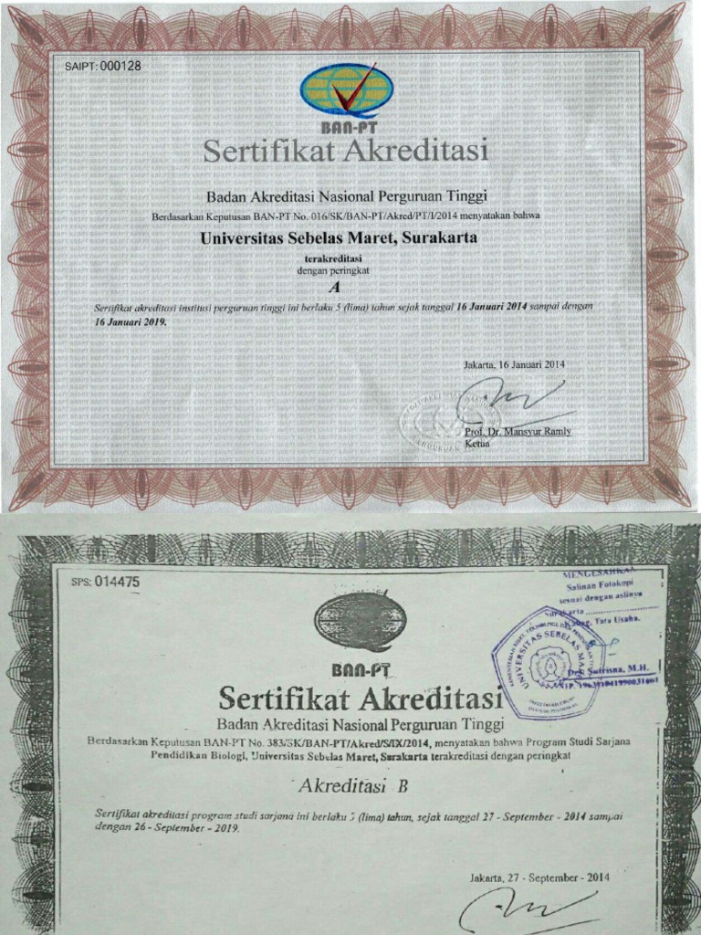 Akreditasi UNS & Jurusan - Compressed | PDF