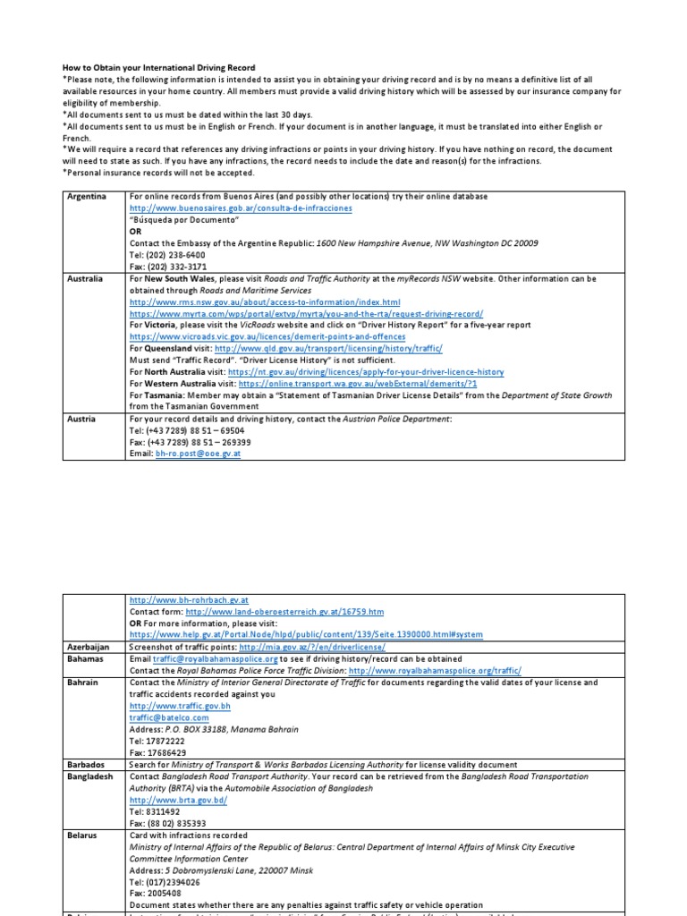 How To Obtain Your International Driving Record PDF | PDF | Driver's ...