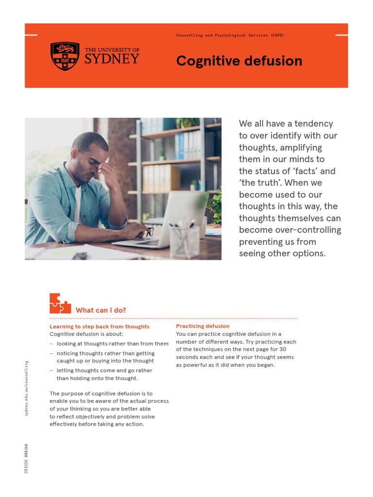 Cognitive Defusion | PDF | Thought | Mind