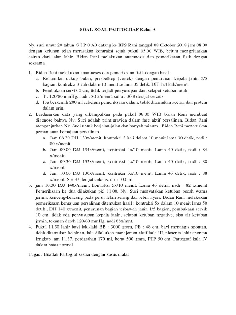 SOAL Partograf A Dan B | PDF