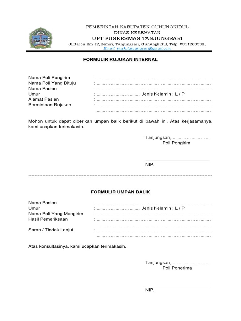 Formulir Rujukan Internal | PDF