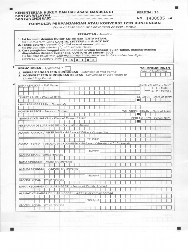 Form Renewal Paspor Perdim 23 | PDF