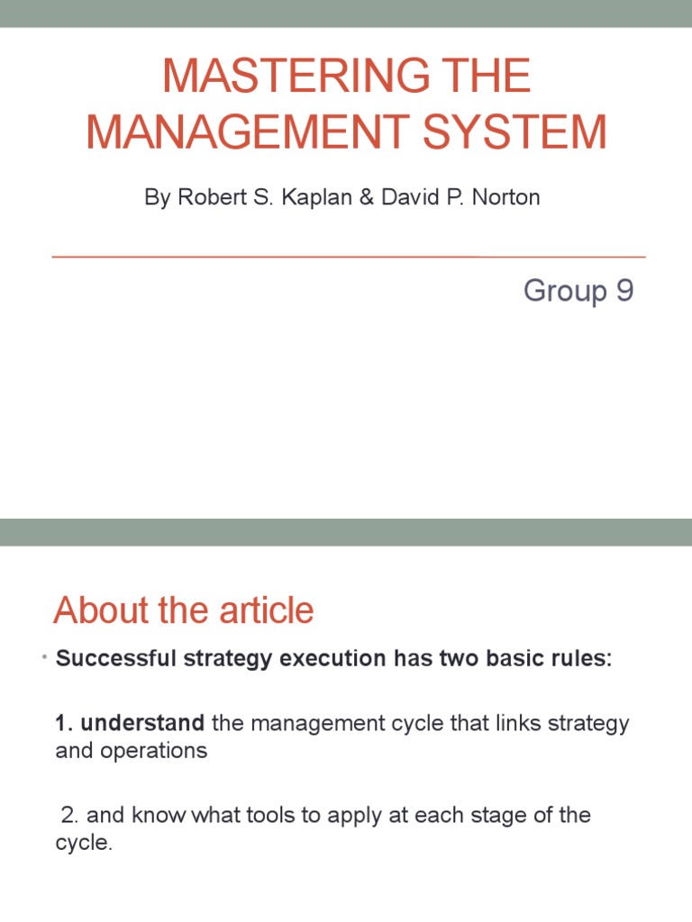 Mastering The Management System: Group 9 | PDF | Strategic Management ...