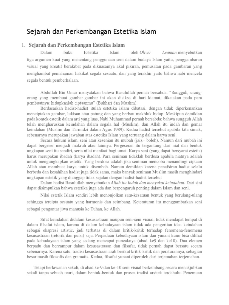 Sejarah Estetika dalam Islam | PDF