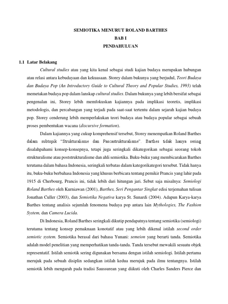 Teori Semiotika Roland Barthes | PDF
