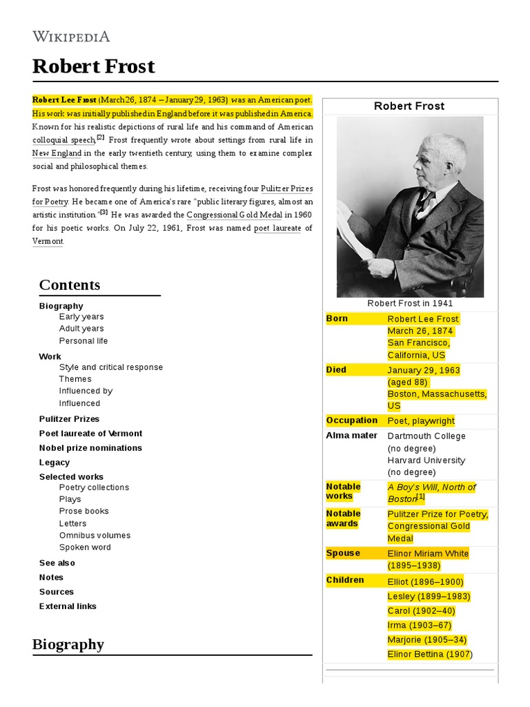 Robert Frost PDF | PDF | Poetry