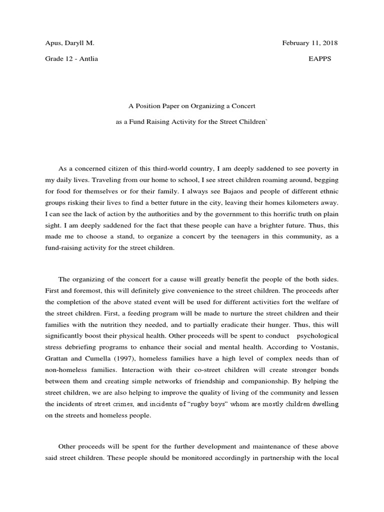 Apus Position Paper | PDF | Homelessness | Behavioural Sciences