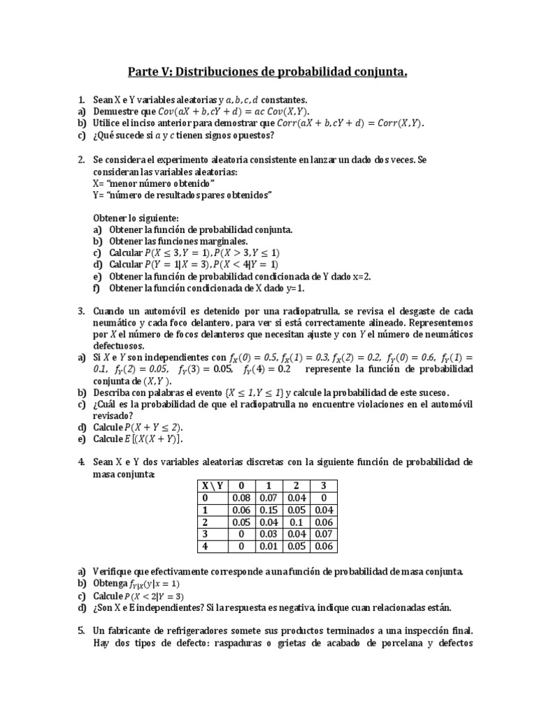 Distribuciones de Probabilidad Conjunta | PDF | Probabilidad | Variable ...