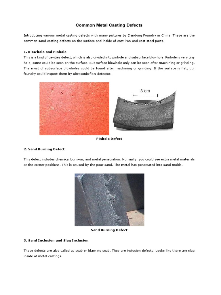 Common Metal Casting Defects | PDF | Casting (Metalworking) | Foundry