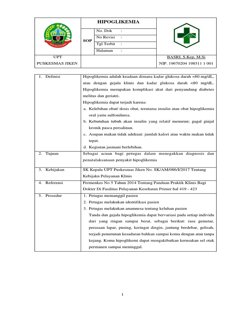 Protap Penanganan Hipoglikemia | PDF | Kesehatan Holistik | Sains ...