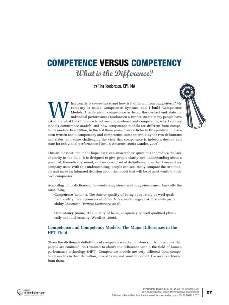 Competence Vs Competency PDF | PDF | Competence (Human Resources) | Goal