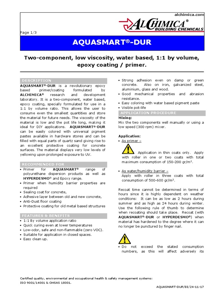 Aquasmart Dur | PDF | Epoxy | Adhesive