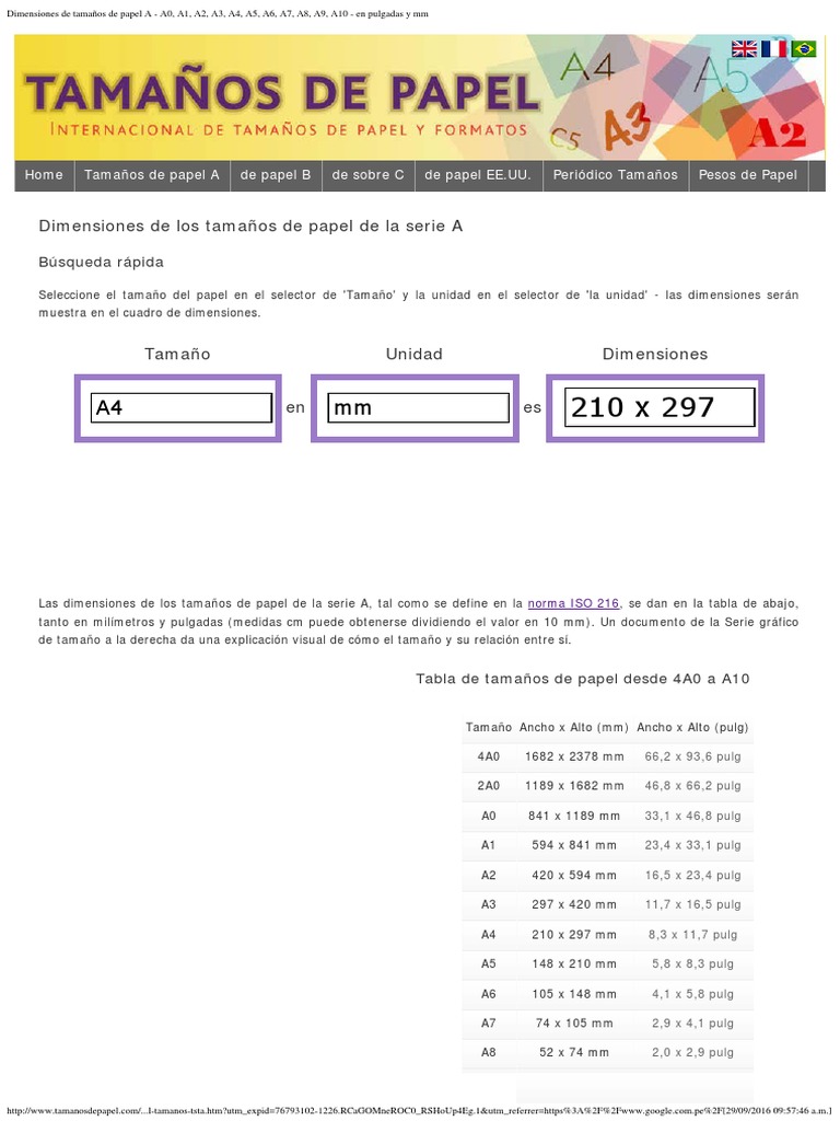Tamaños de Papel | PDF | Equipo de oficina | Comunicación escrita