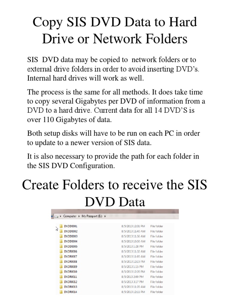 SIS DVD Data To Drives or Network Folders 09 - 11 - 2013 | PDF