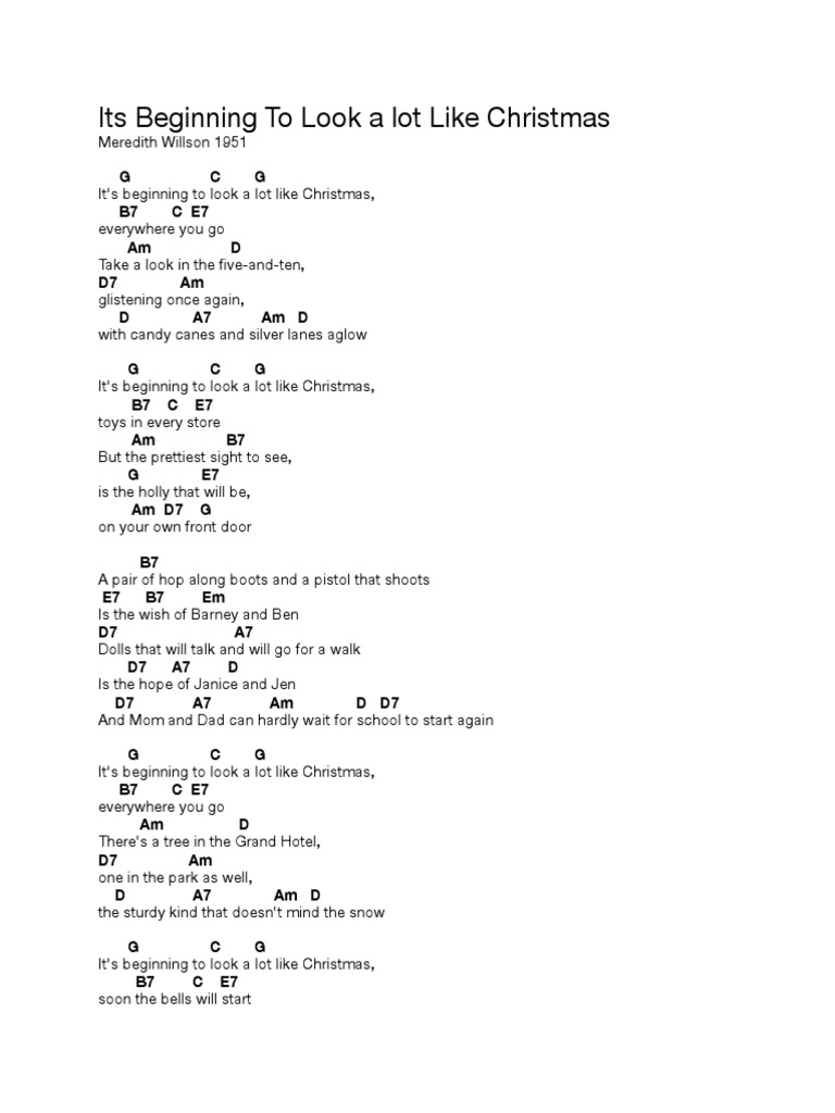 It's Beginning To Look a lot Like Christmas lyrics | PDF