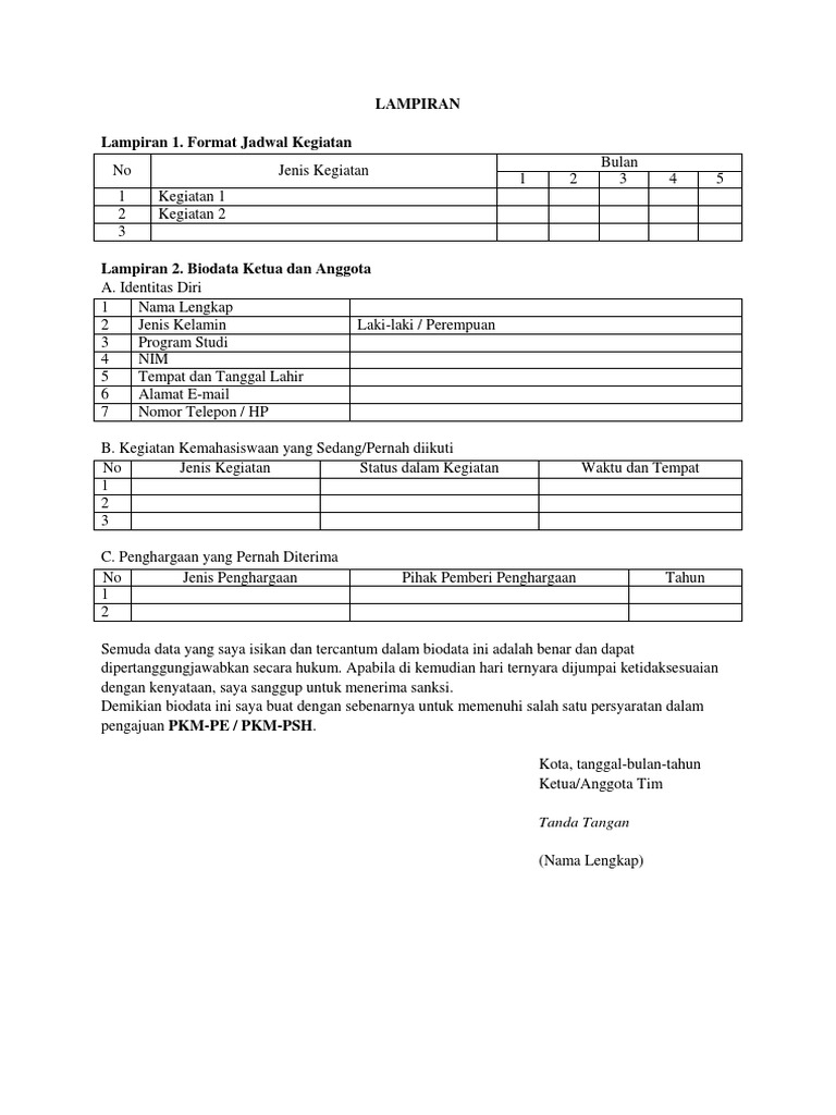 Format Lampiran PKM | PDF