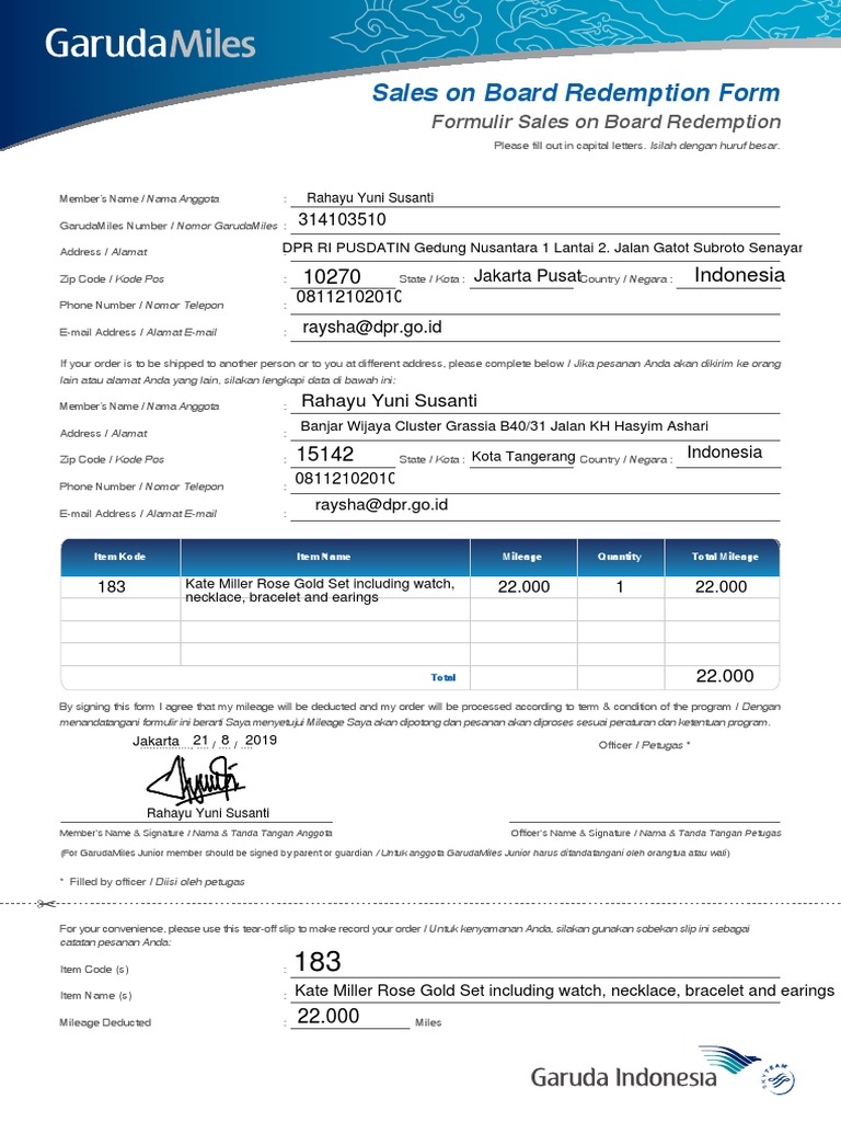 SALES ON BOARD REDEMPTION Form | PDF | Written Communication | Service ...