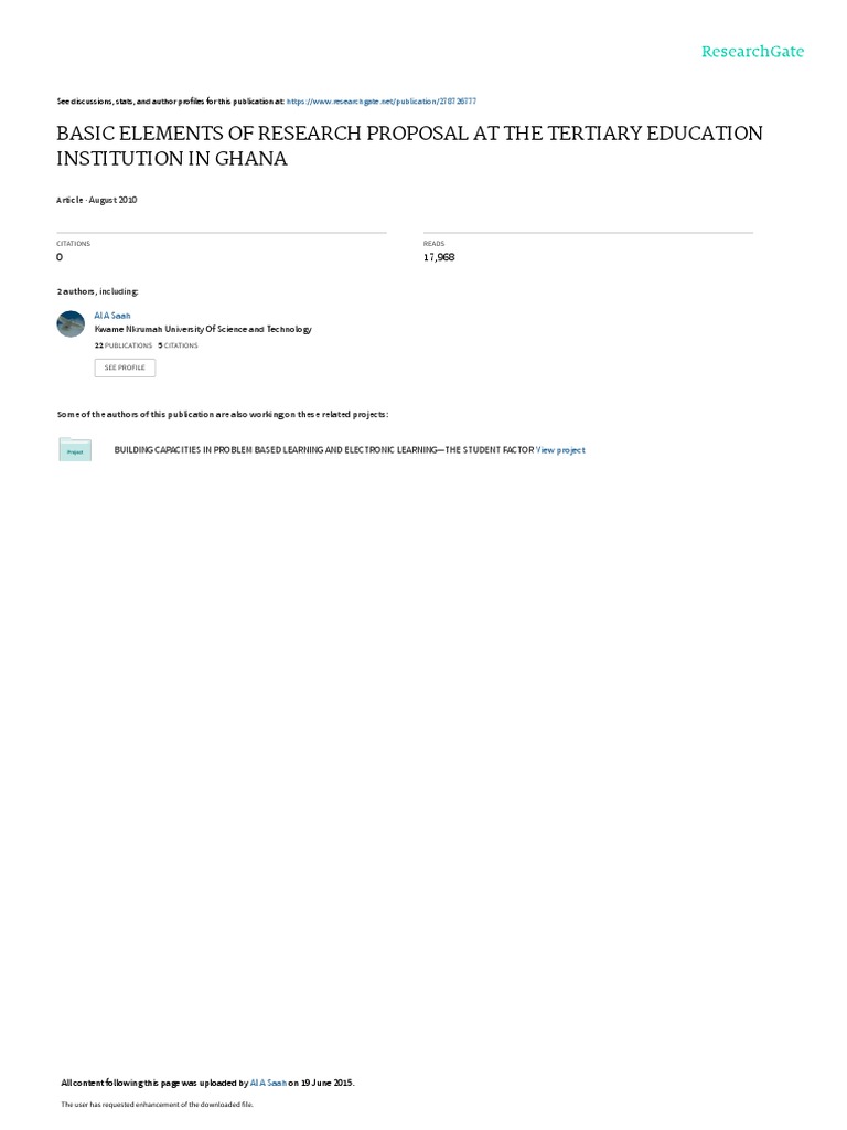 The Basic Elements of A Research Proposal | PDF | Thesis | Qualitative ...