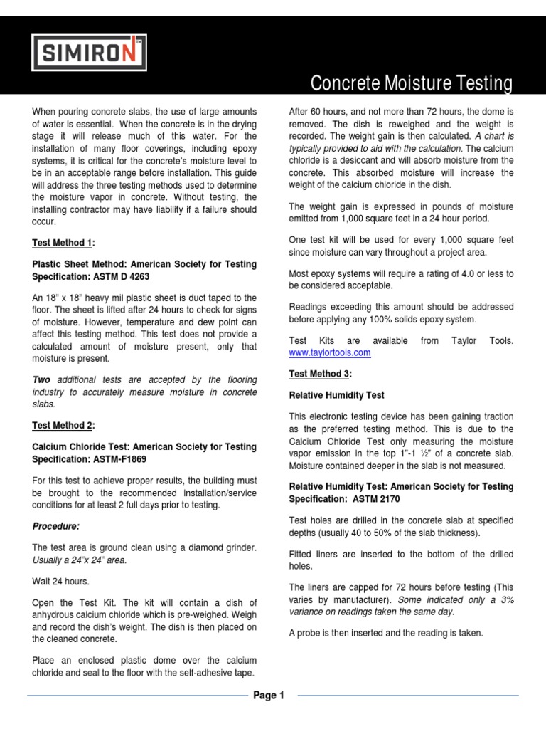 Concrete Moisture Testing Guide 1-15 | PDF | Humidity | Concrete
