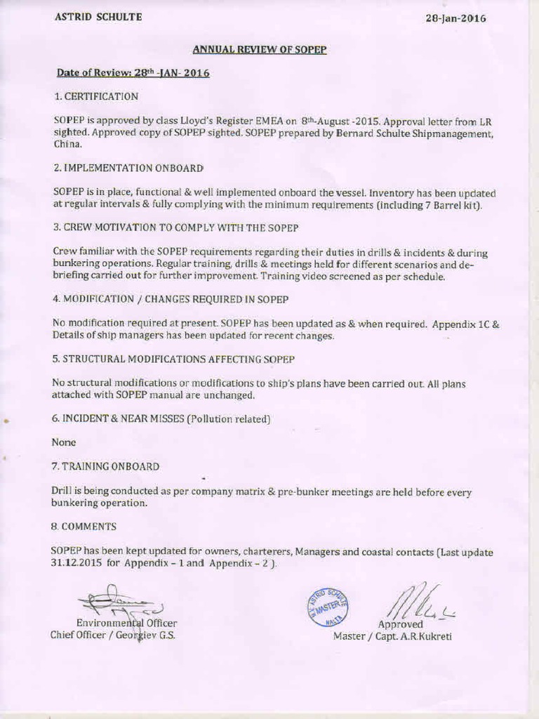 Annaual Sopep Review | PDF