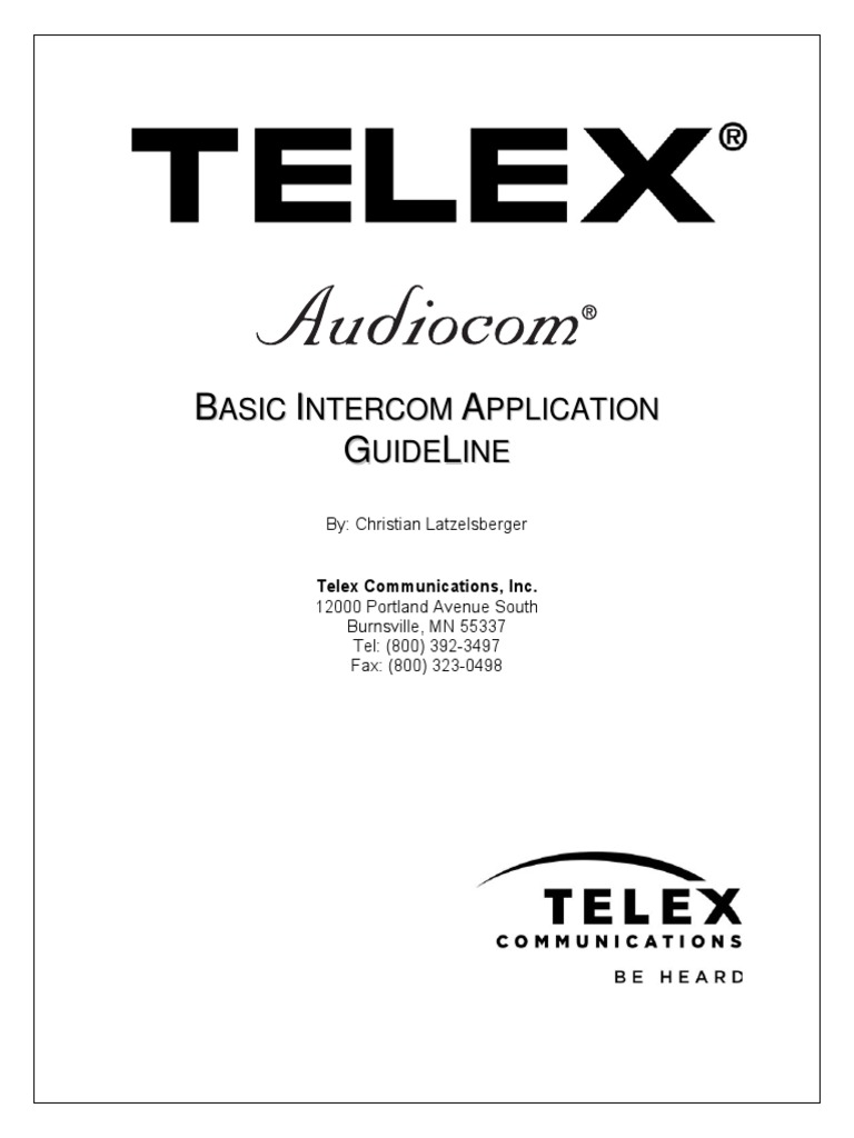 Audiocom Basic Intercom Application Guide | PDF | Information And ...
